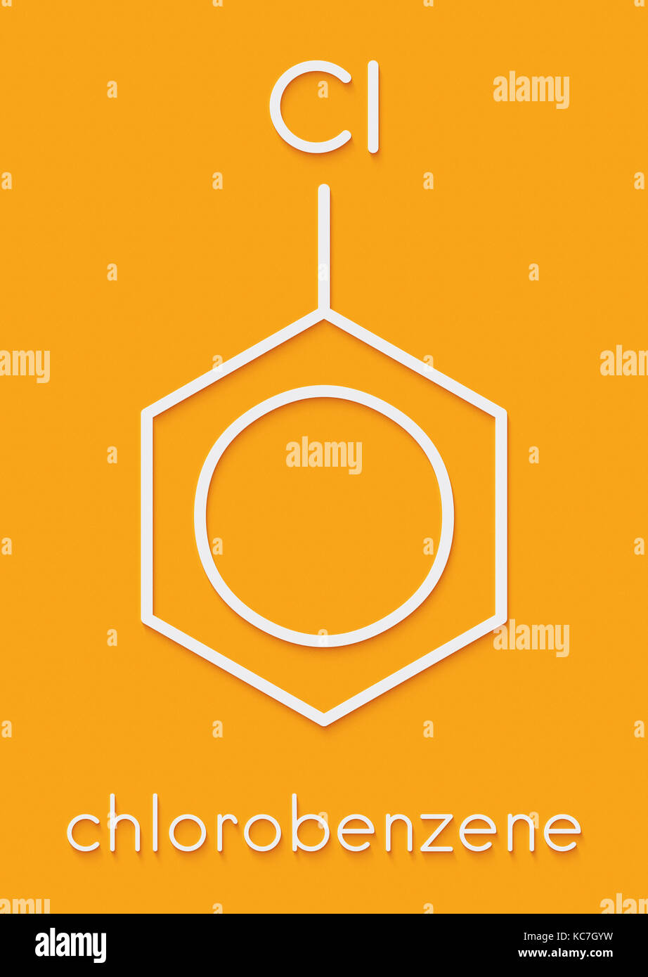 Chlorobenzene industrial solvent molecule. Skeletal formula Stock Photo ...
