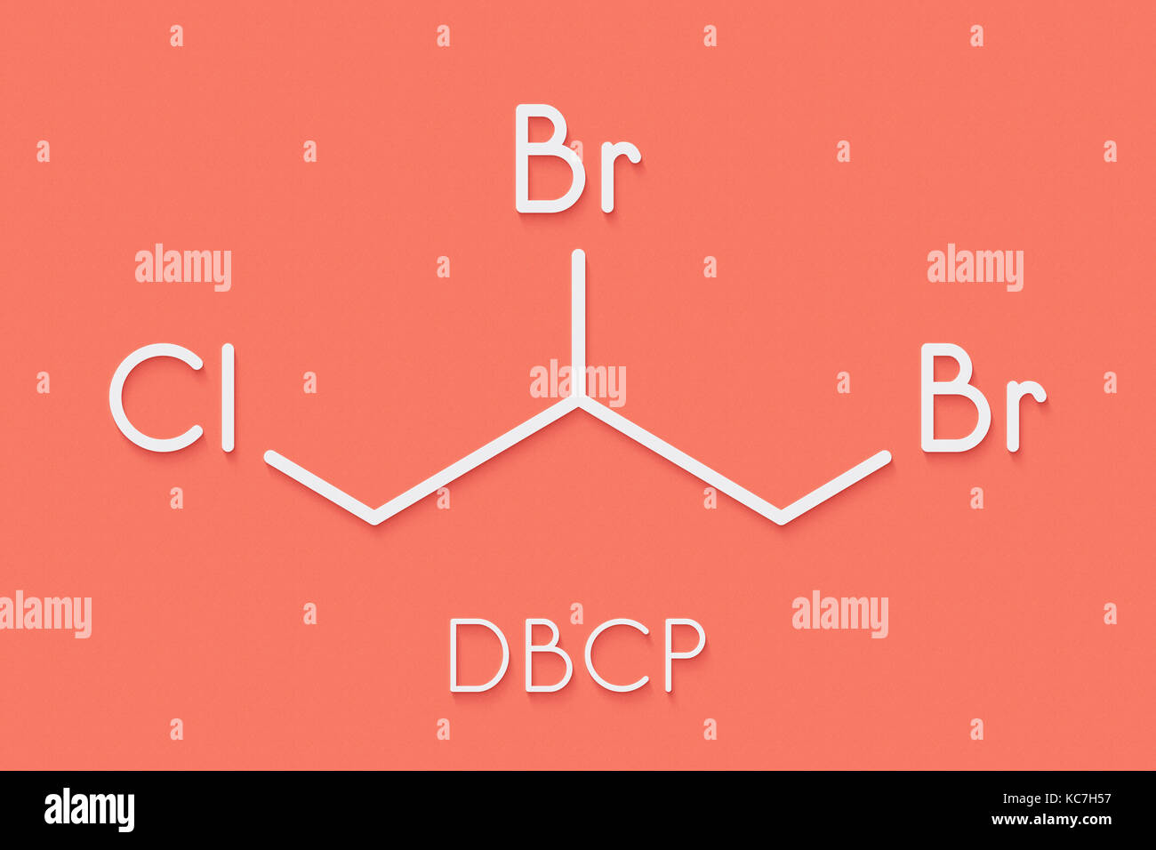 Dibromochloropropane (DBCP) soil fumigant molecule. Nematicide used in ...