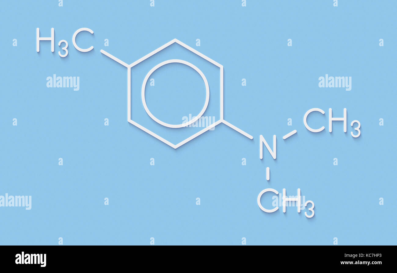N,N-dimethyl-p-toluidine (DMPT) molecule. Commonly used as catalyst in ...