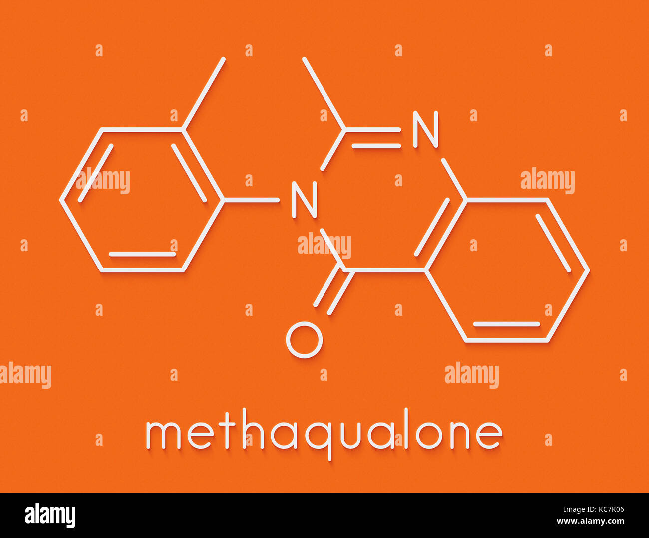 Methaqualone recreational drug, chemical structure. Skeletal formula ...