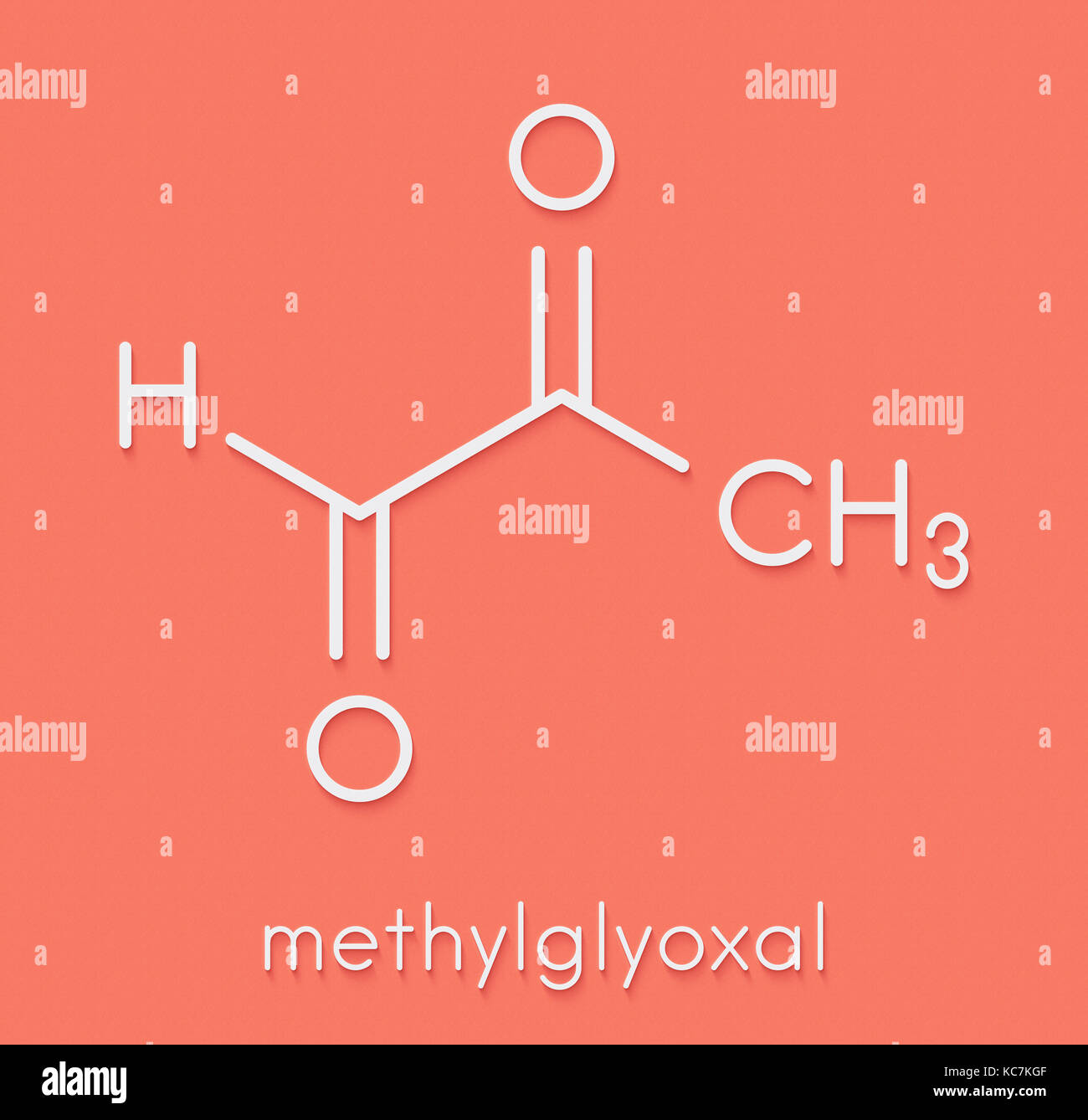Methylglyoxal (pyruvaldehyde) molecule. Produced by glycolysis; is ...