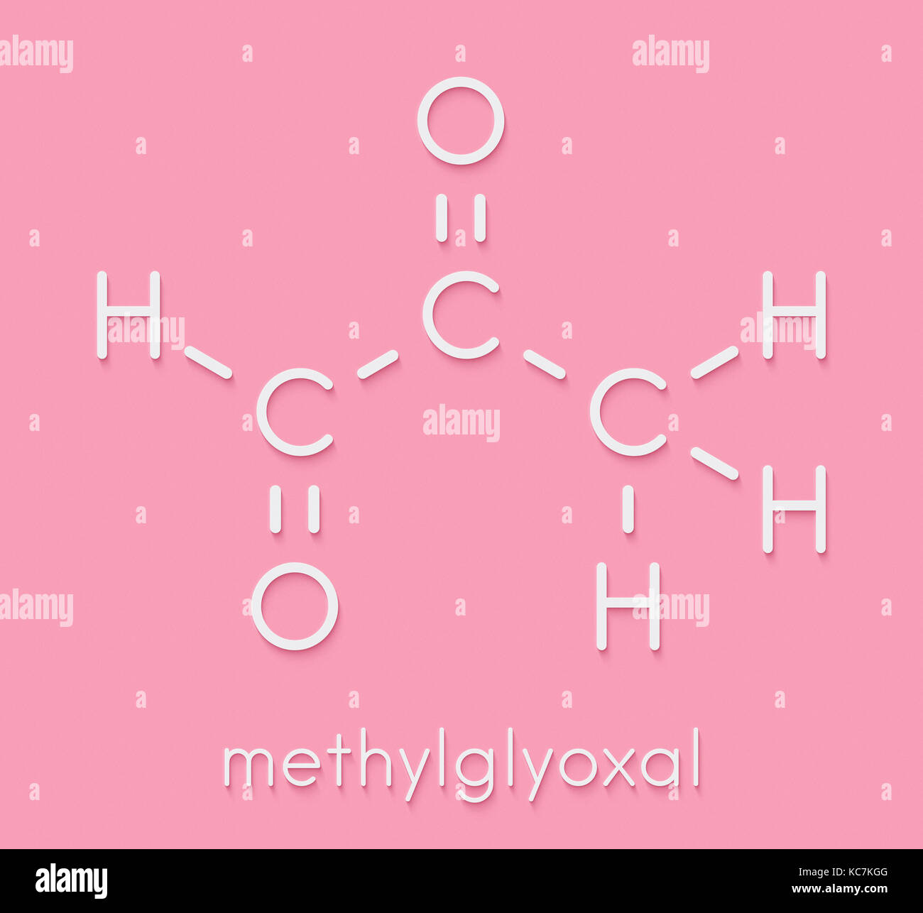 Methylglyoxal (pyruvaldehyde) molecule. Produced by glycolysis; is ...