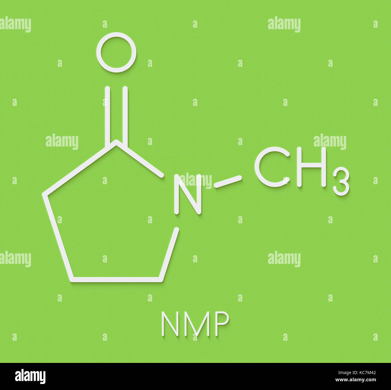 N-methyl-2-pyrrolidone (NMP) chemical solvent molecule. Skeletal ...