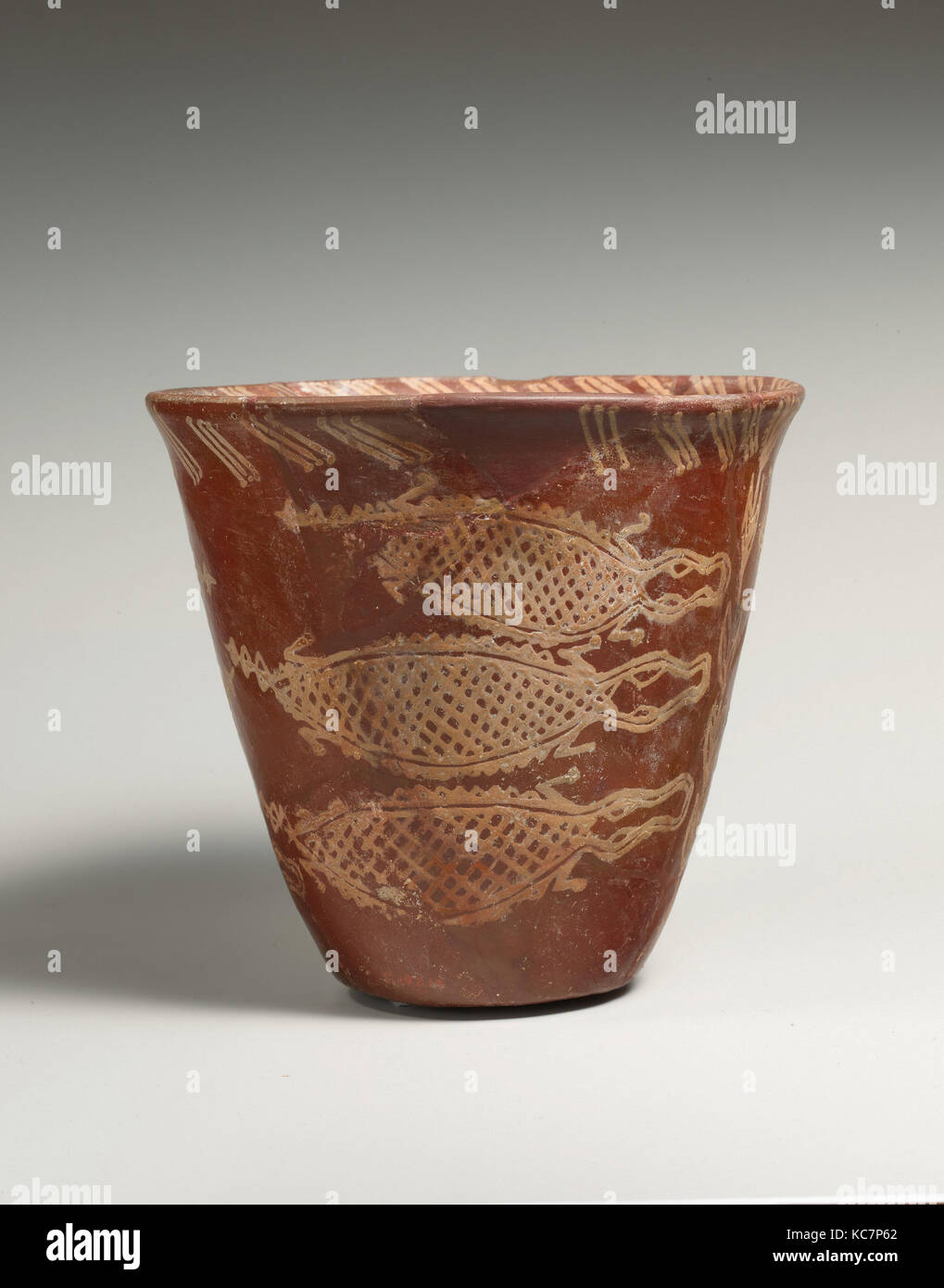 White cross-lined ware beaker with Nile River scene, ca. 3650–3500 B.C ...