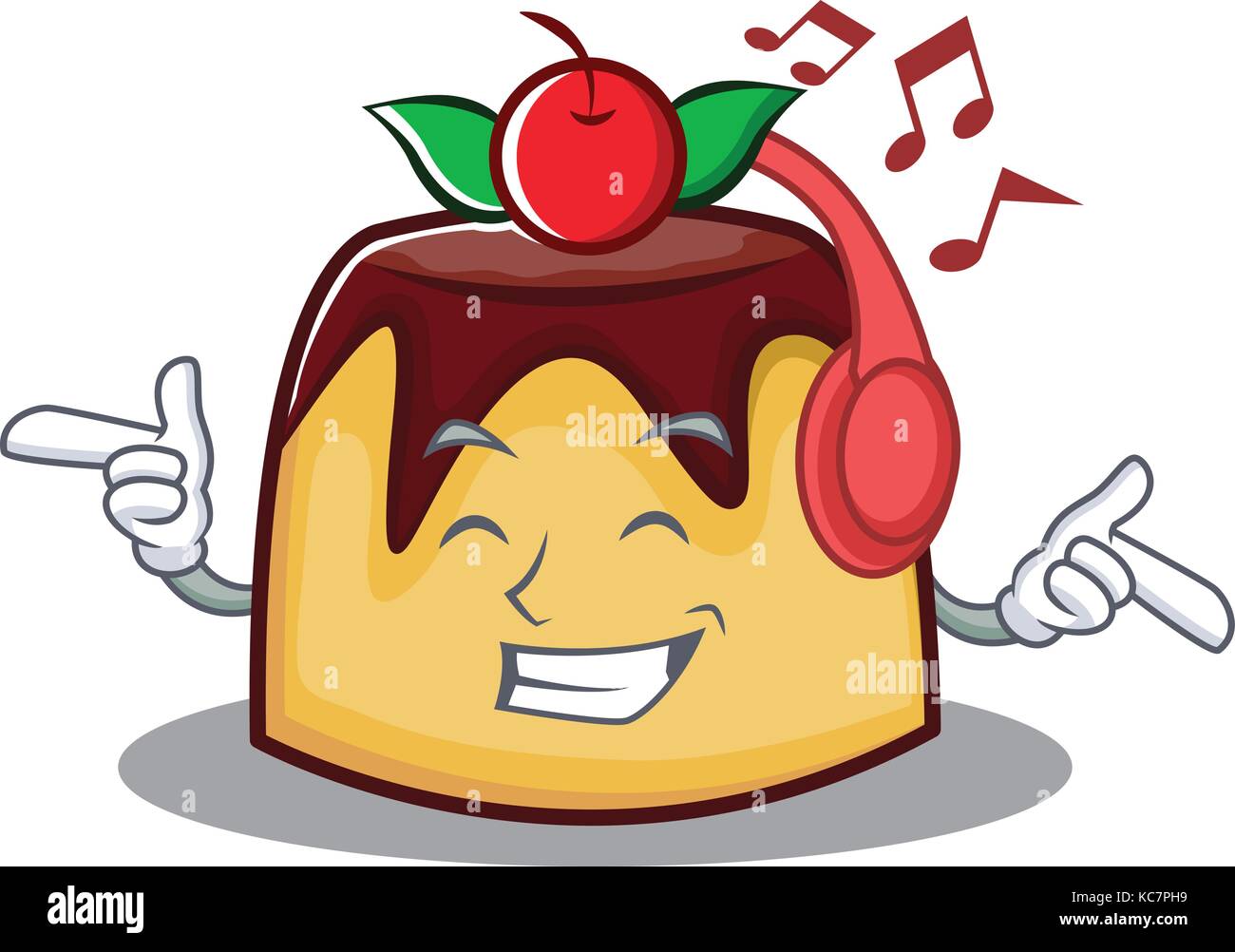 Listening music pudding character cartoon style Stock Vector Image ...