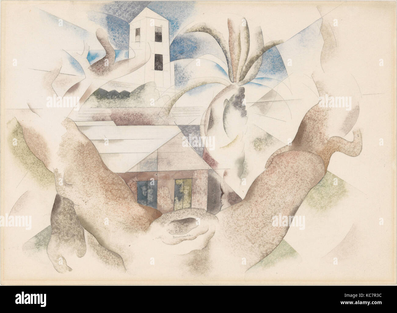 Bermuda No. 1, Tree and House, Charles Demuth, 1917 Stock Photo - Alamy