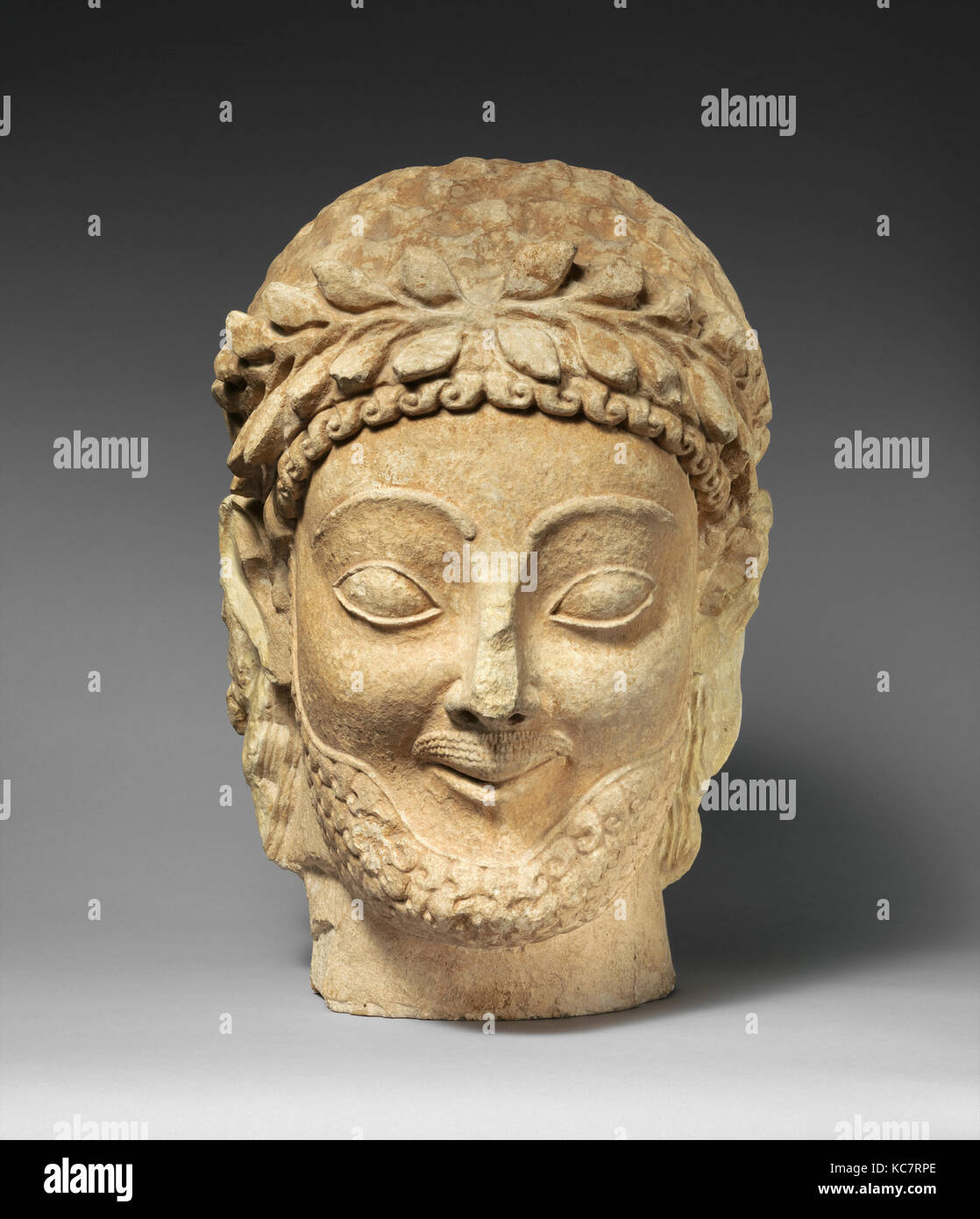 Limestone male head, Archaic, late 6th century B.C., Cypriot, Limestone ...