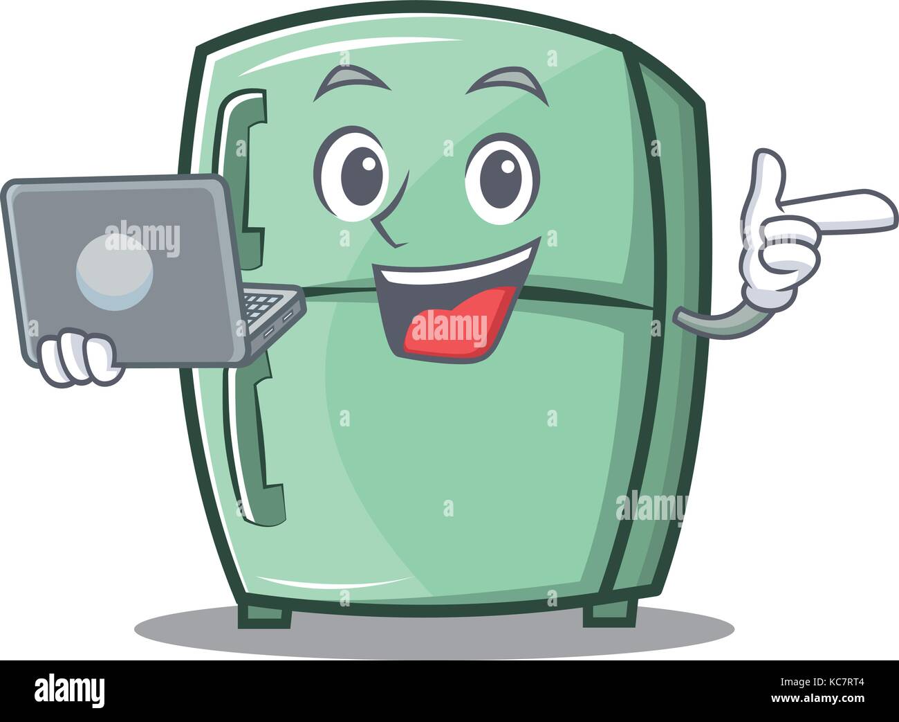 With laptop cute refrigerator character cartoon Stock Vector Image ...