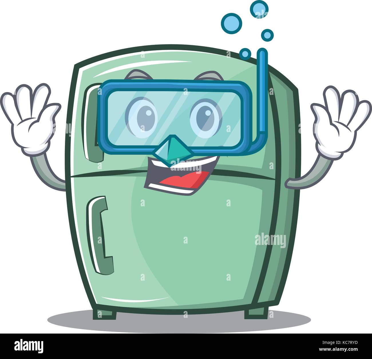 Diving cute refrigerator character cartoon Stock Vector Image & Art - Alamy