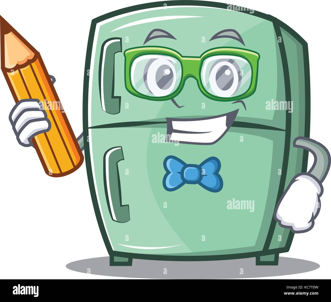 Student with pencil cute refrigerator character cartoon Stock Vector ...