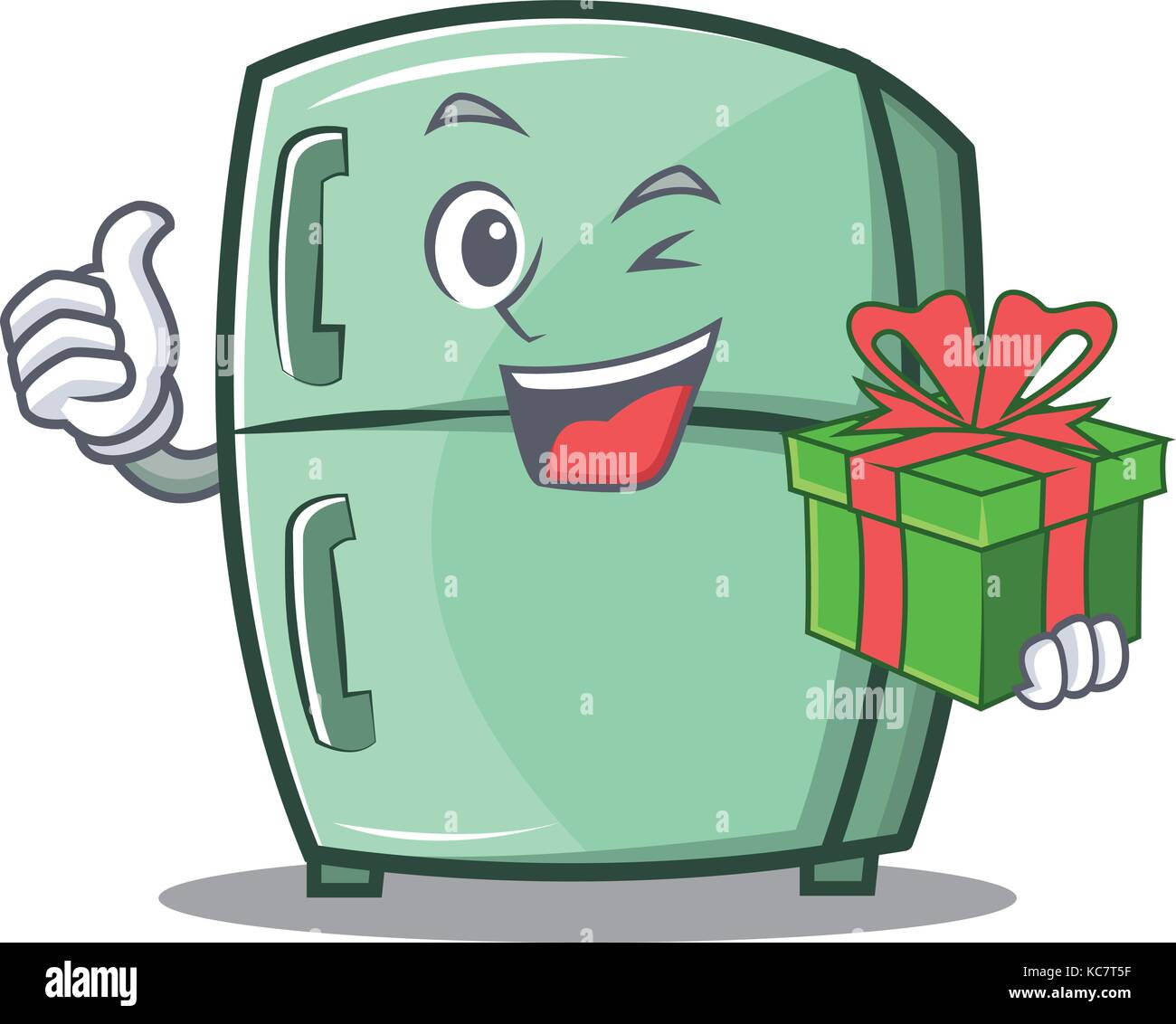 With gift cute refrigerator character cartoon Stock Vector Image & Art ...