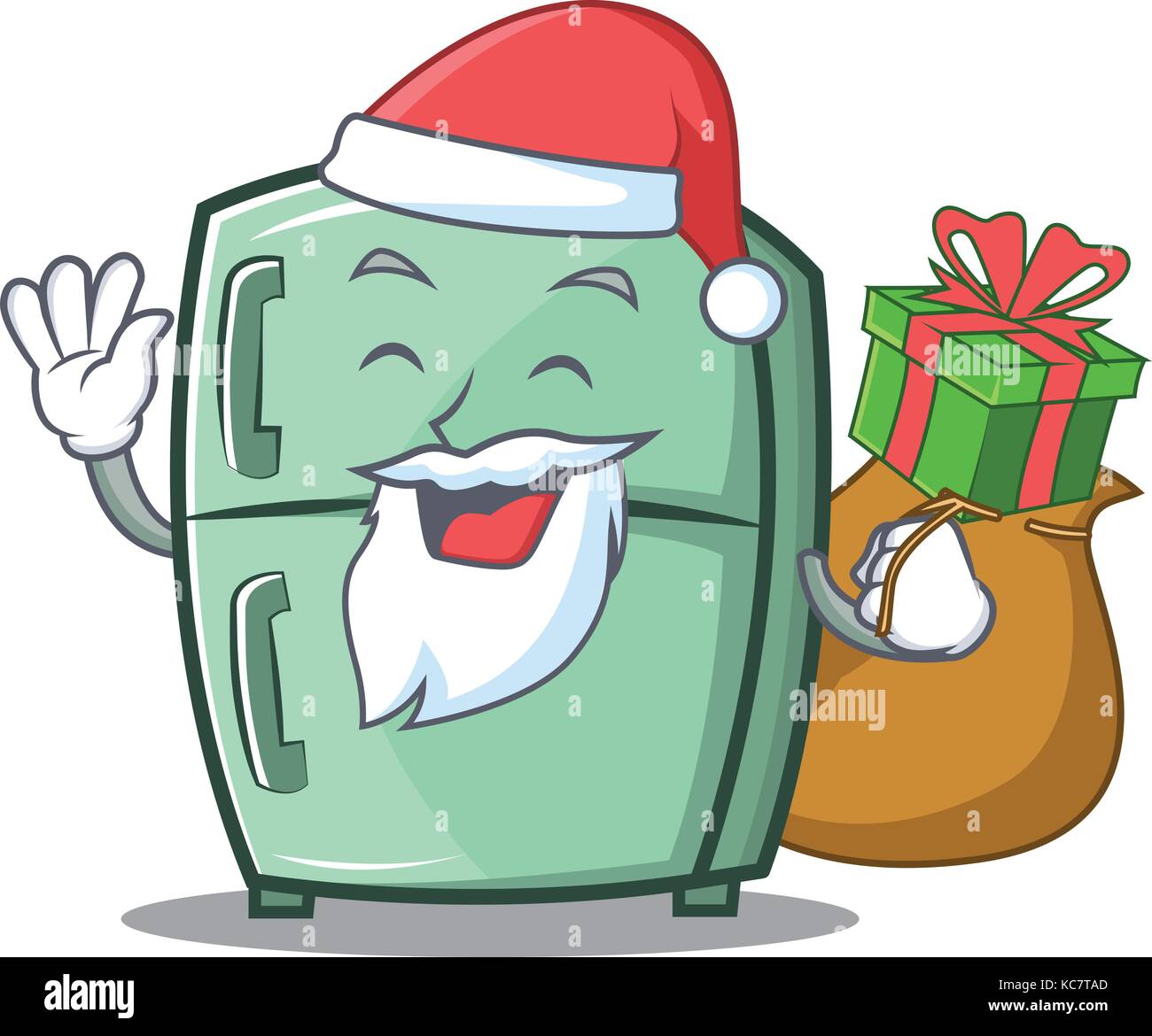 Santa with gift cute refrigerator character cartoon Stock Vector Image ...