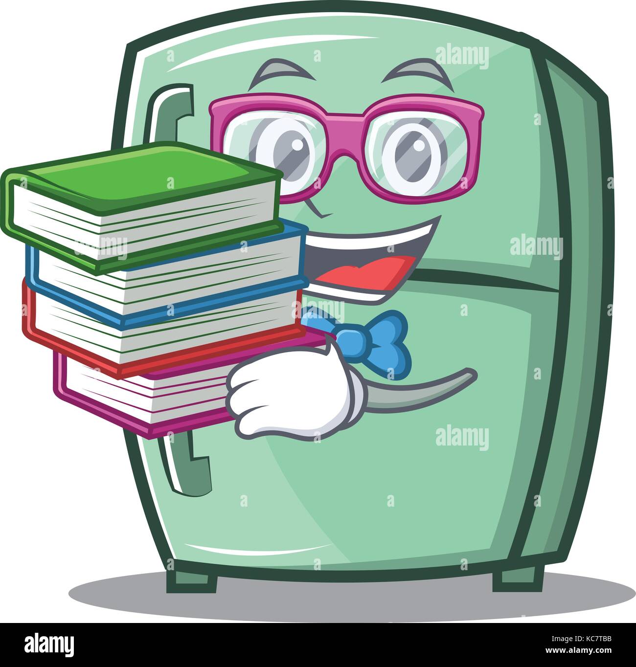 Student with book cute refrigerator character cartoon Stock Vector ...