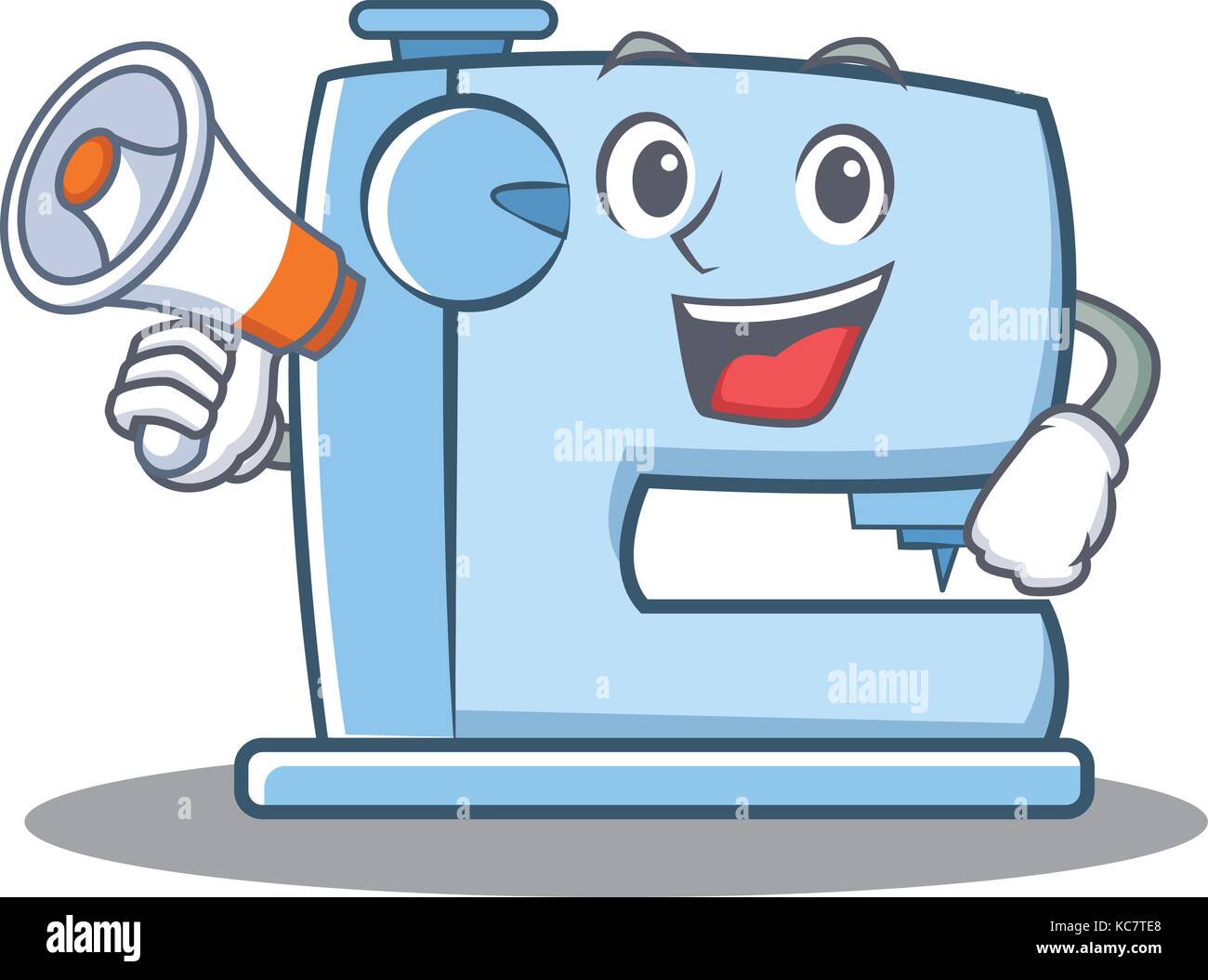 With megaphone sewing machine emoticon character Stock Vector Image ...