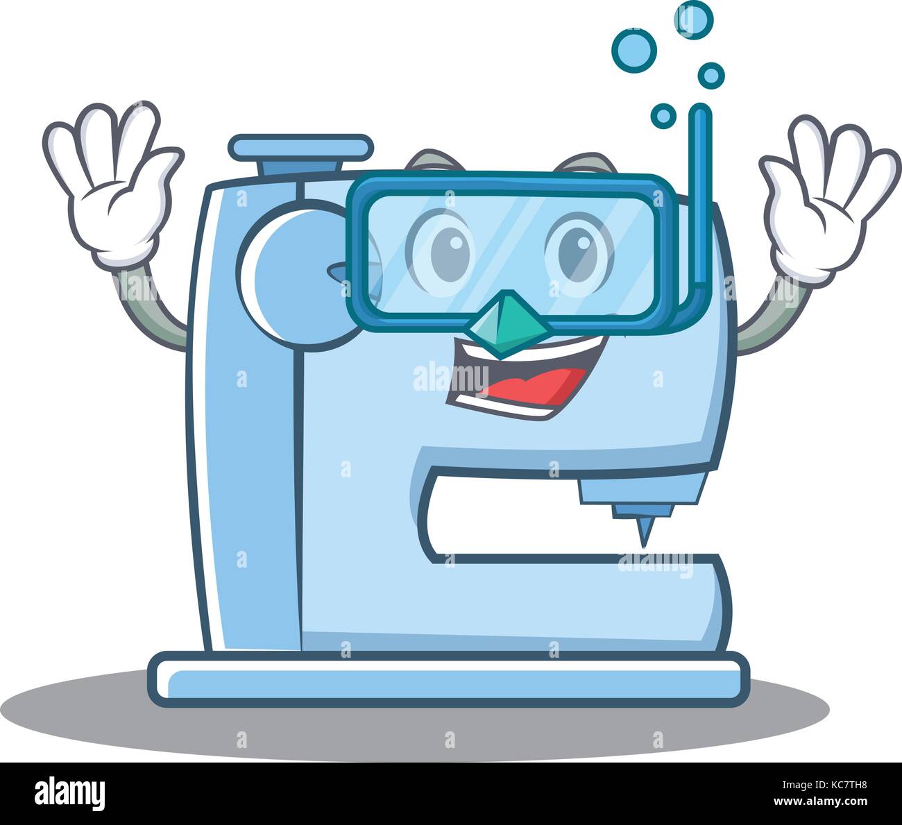 Diving sewing machine emoticon character Stock Vector Image & Art - Alamy