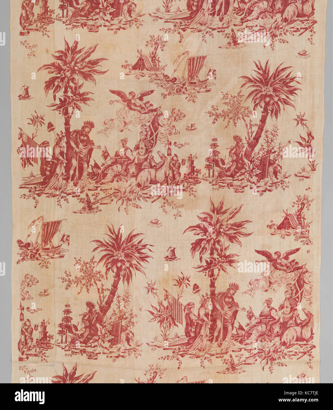 America Paying Homage to France', 18th century, French, Cotton, L. 142 ...