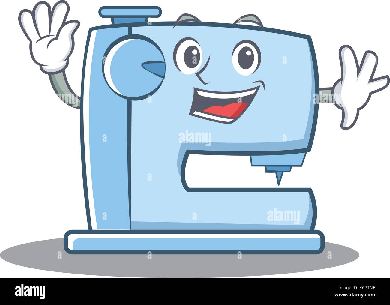 Waving sewing machine emoticon character Stock Vector Image & Art - Alamy