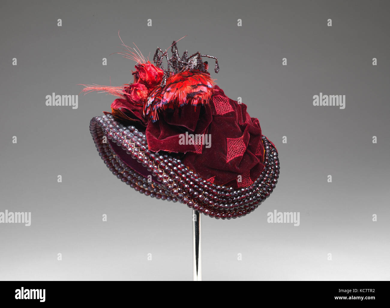 Bonnet, 1883, French, silk, beads, feathers, wire Stock Photo - Alamy
