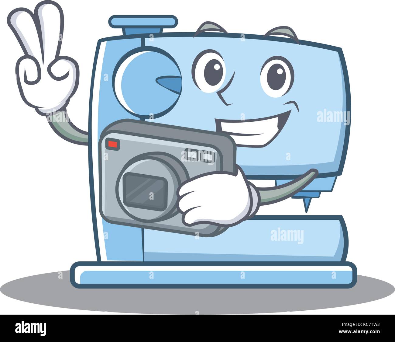 With photography sewing machine emoticon character Stock Vector Image ...