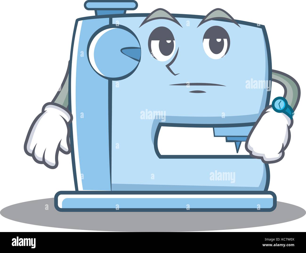 Waiting sewing machine emoticon character Stock Vector Image & Art - Alamy