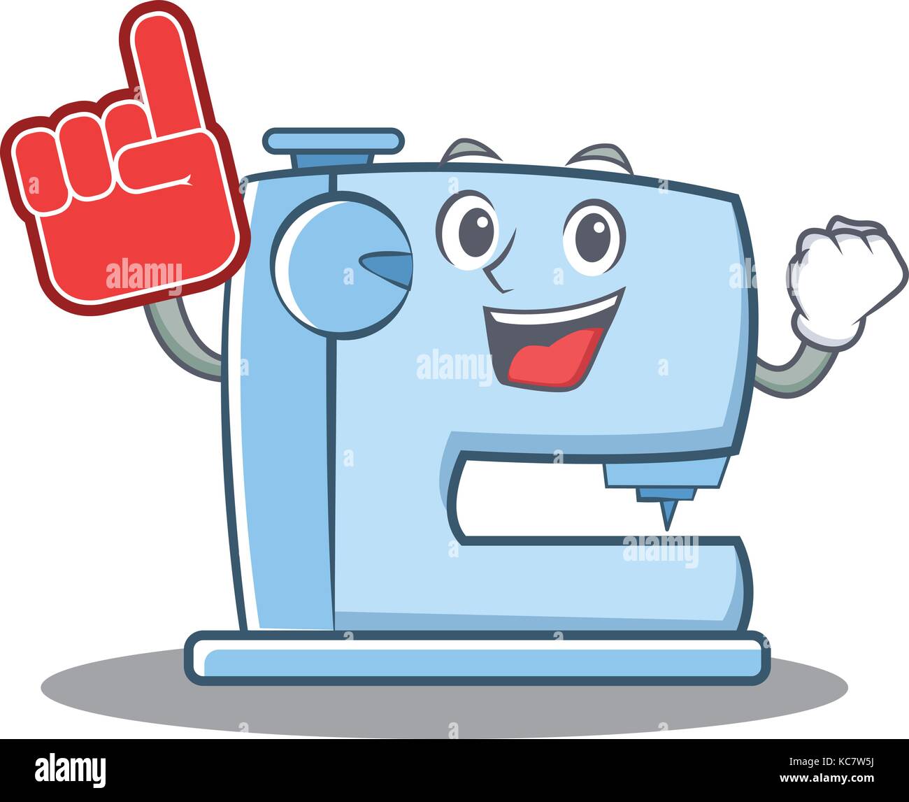 Foam finger sewing machine emoticon character Stock Vector Image & Art ...