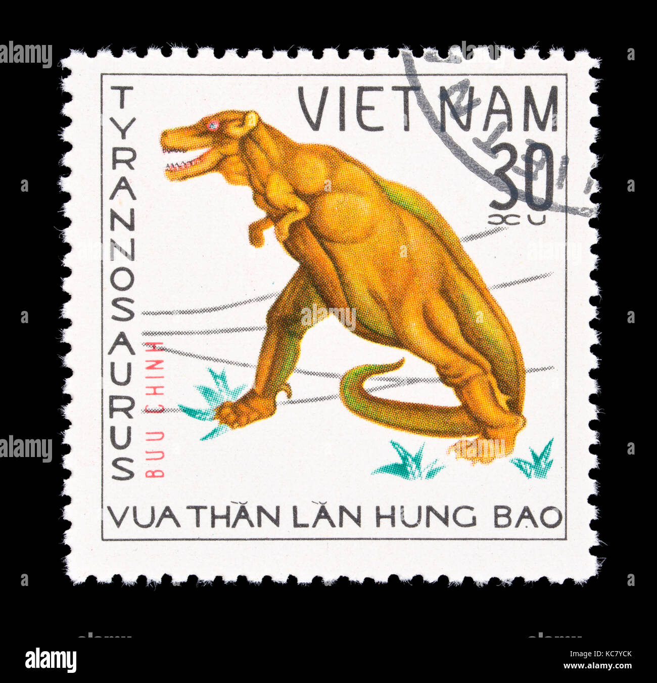 Postage stamp from Vietnam depicting a Tyrannosaurus Rex Stock Photo ...
