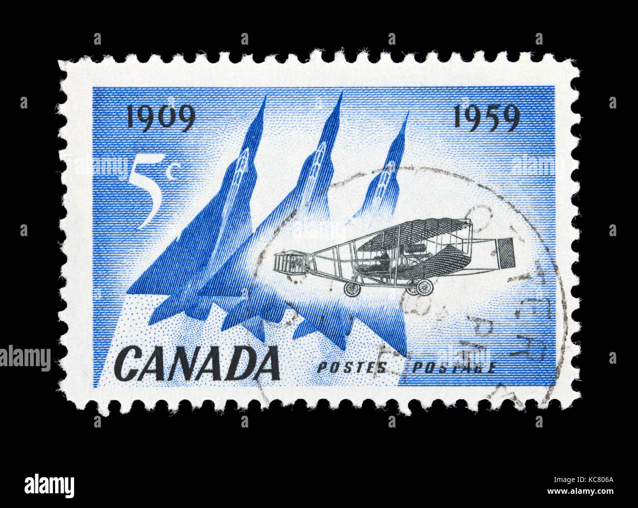 Postage stamp from Canada depicting the plane "Silver Dart" and delta ...