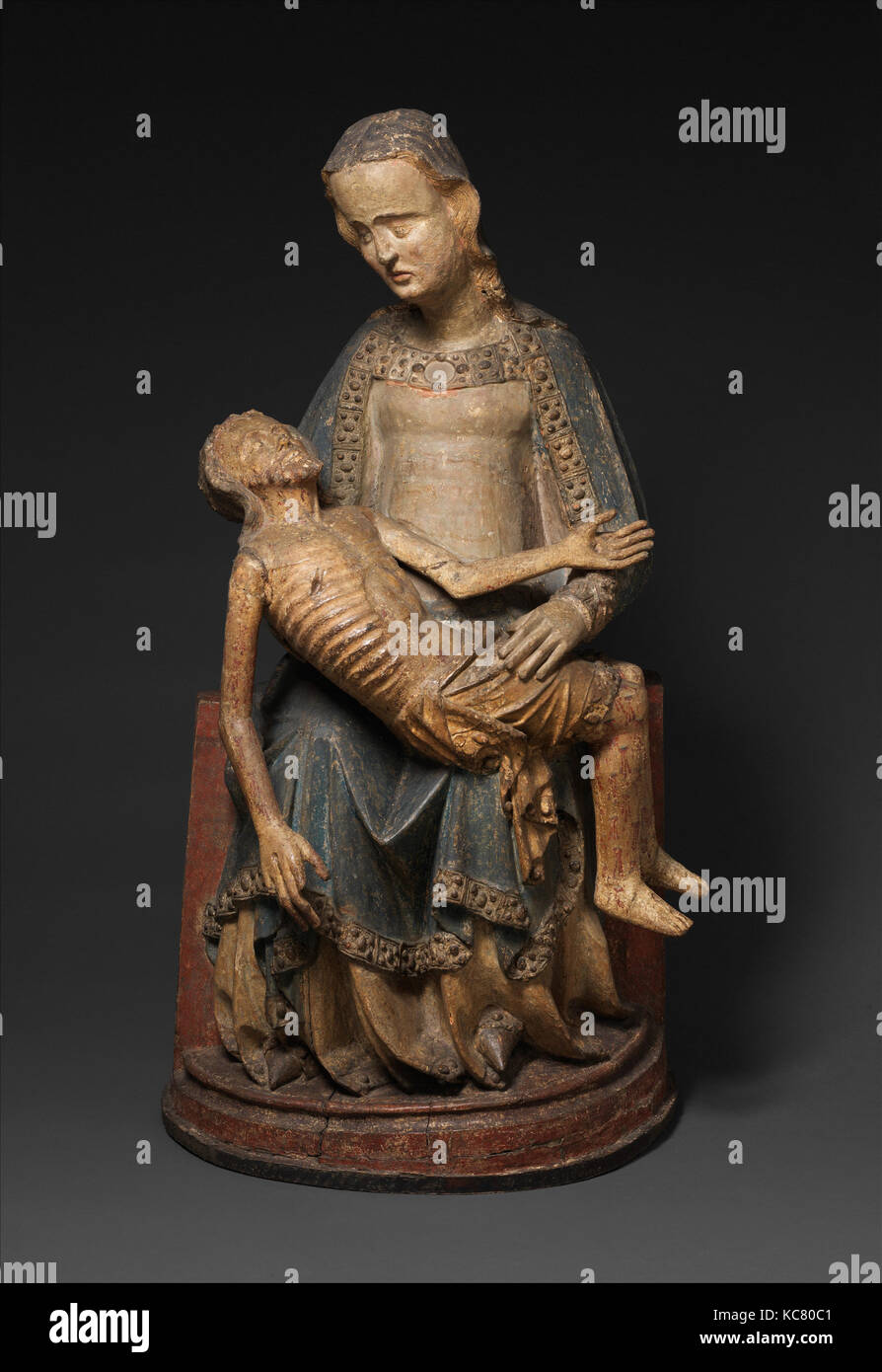Pietà (Vesperbild), 1375–1400, Made in Rhineland, German, Poplar, plaster, paint, gilt, Overall ...