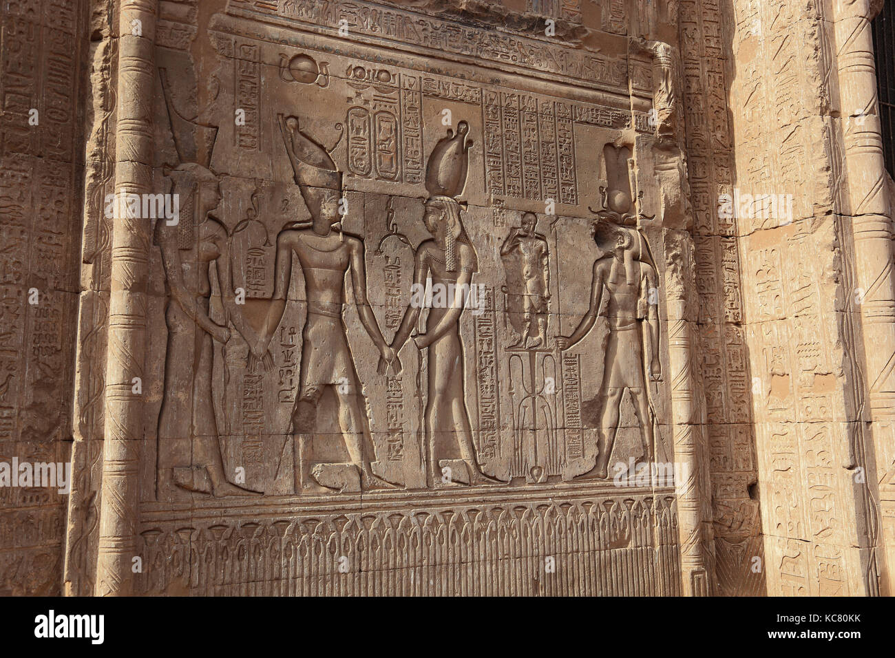 Temple of Khnum, reliefs on the wall of the temple in town Esna, Upper ...