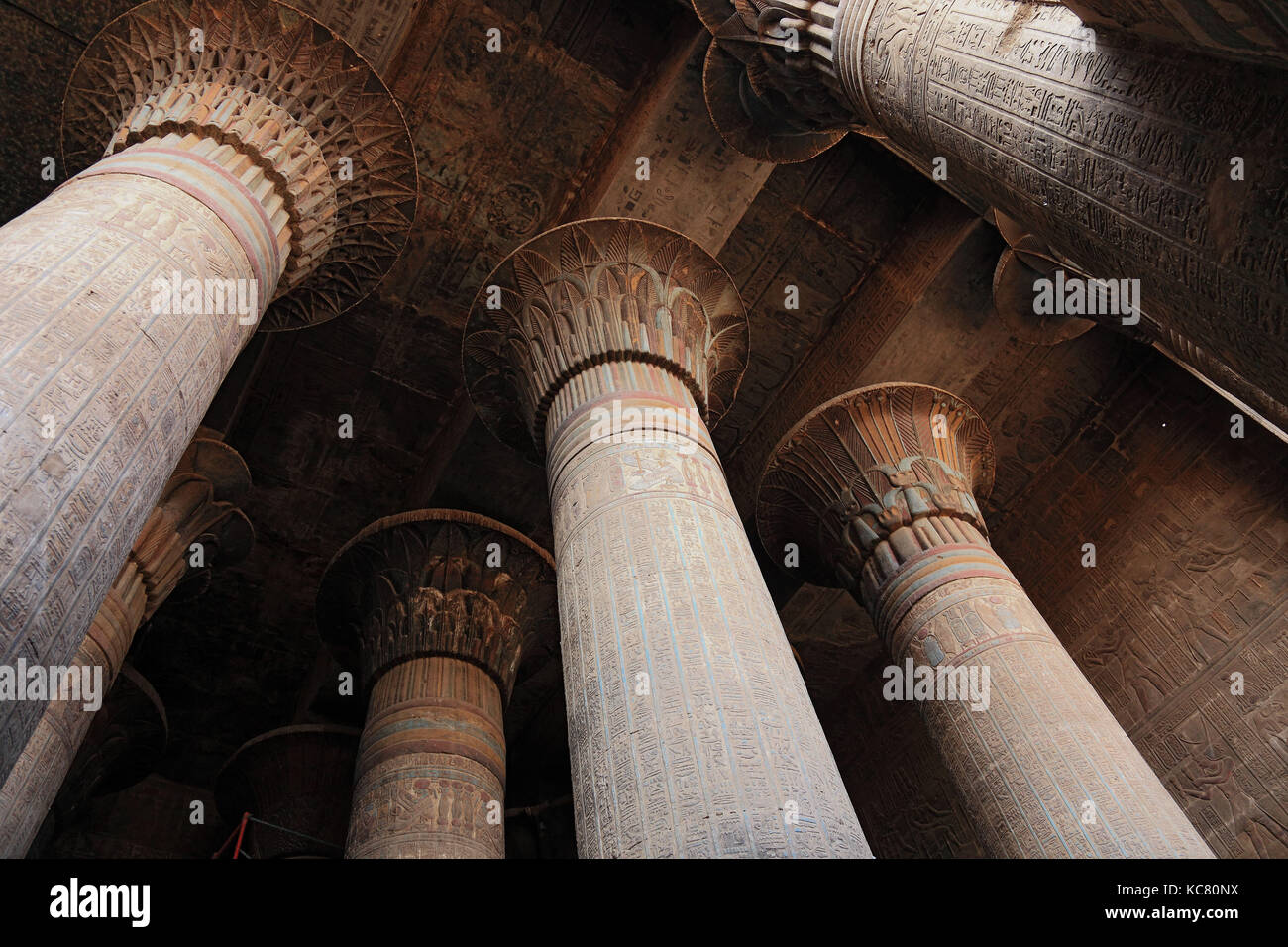 Temple of Khnum, pillar in the temple of town Esna, Upper Egypt Stock ...