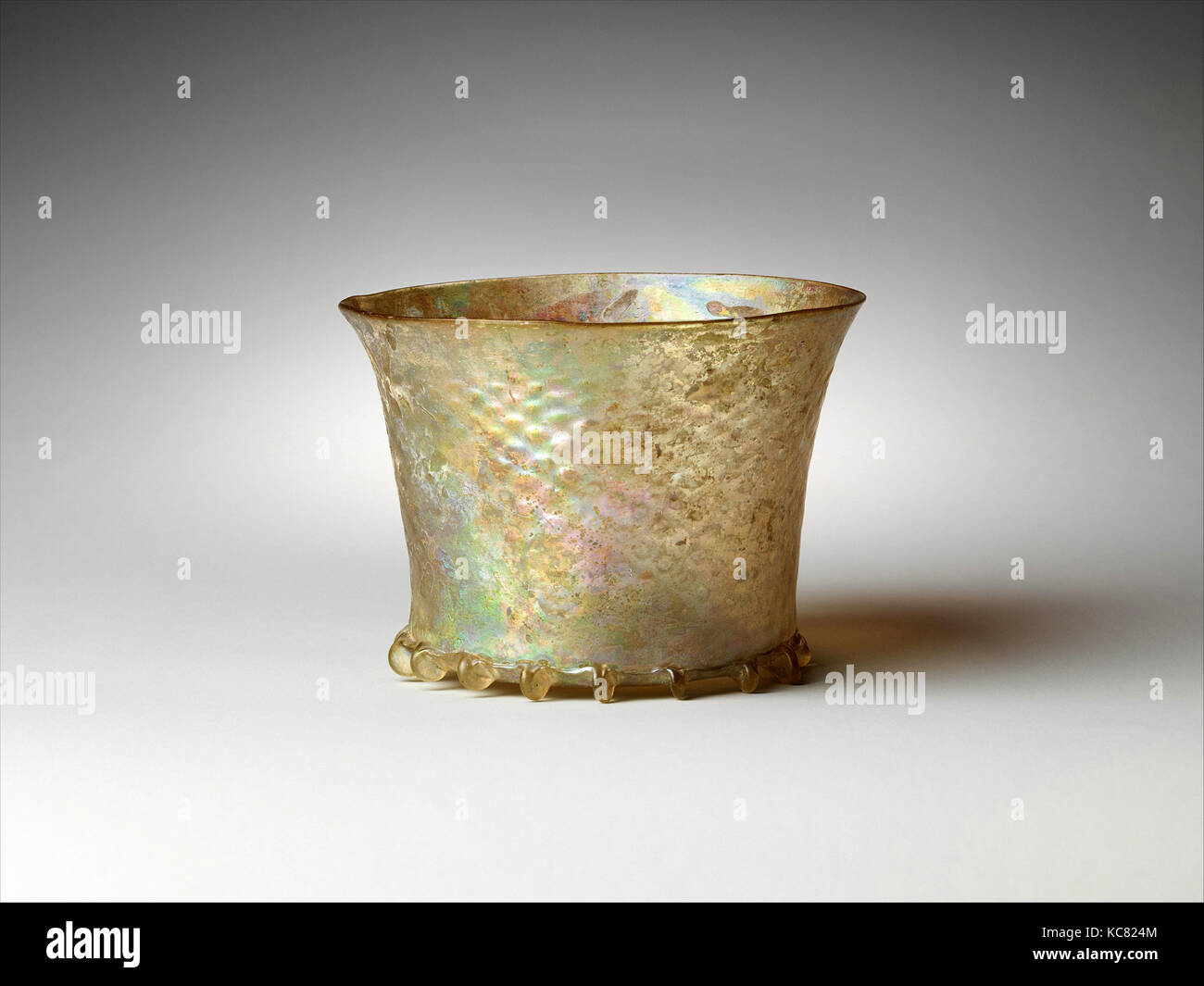 Beaker, late 13th or early 14th century, French, Mold-blown glass with ...