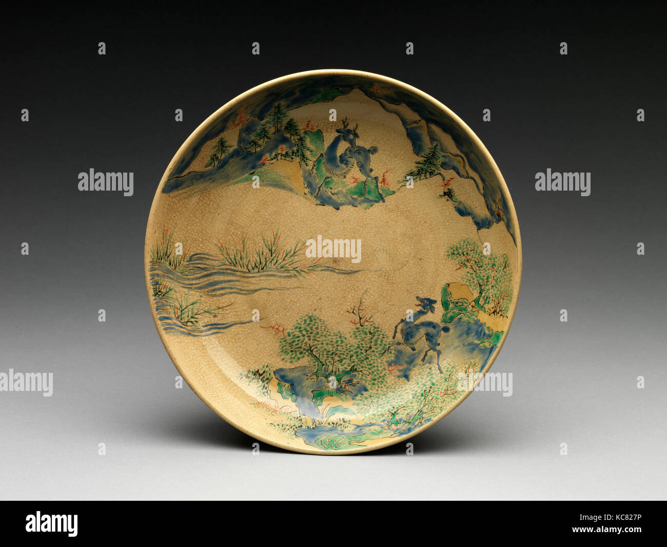 Bowl with deer, late Edo period (1615–1868), 1826, Japan, Stoneware ...