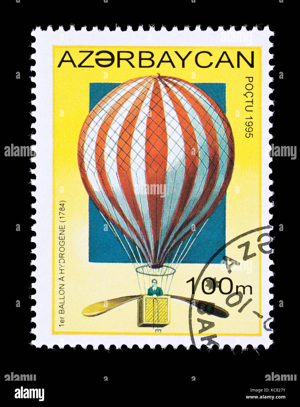 POstage stamp from Azerbaijan depicting the first hydrogen balloon ...