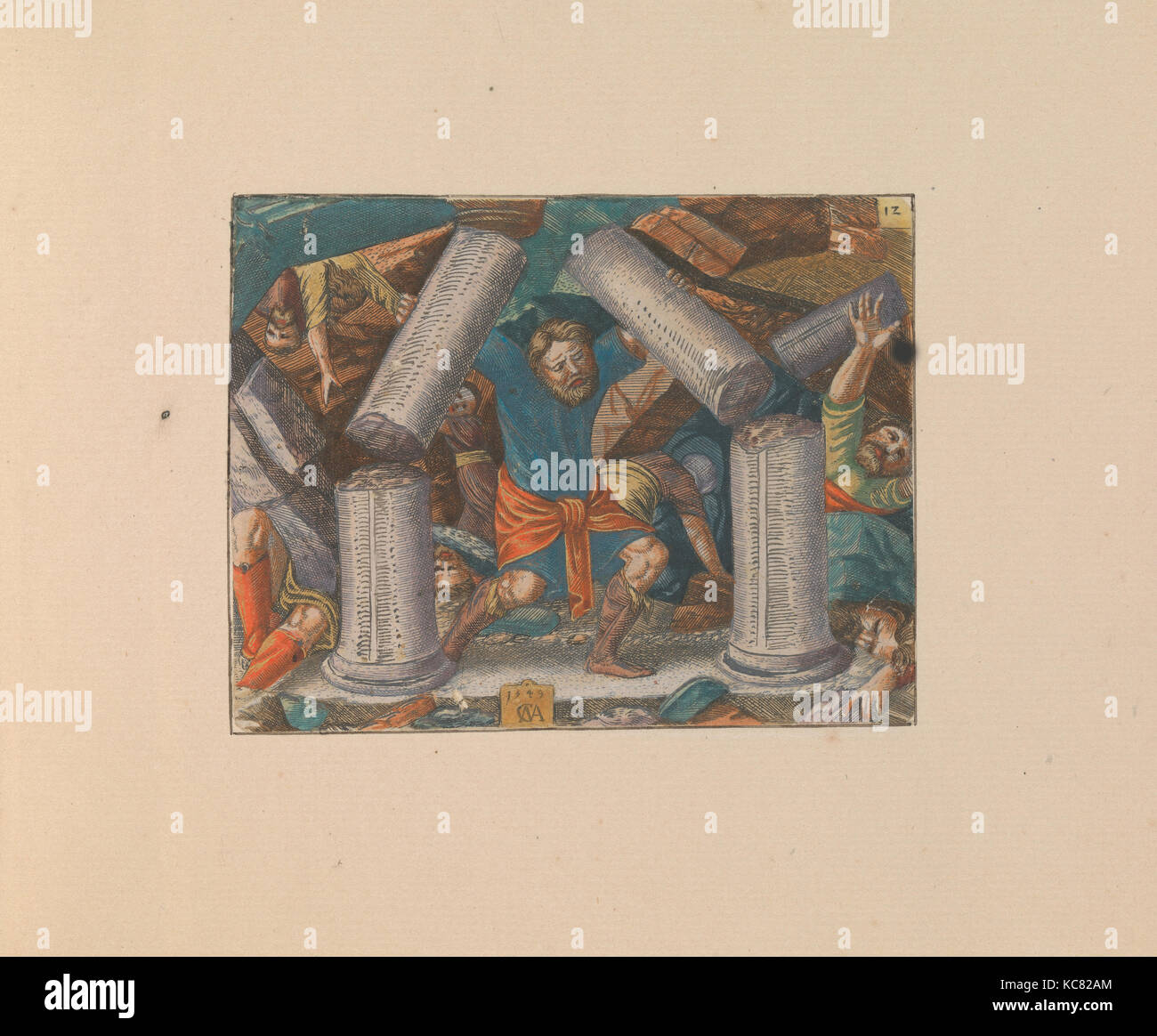 The Story of Samson, 1549, Hand-colored engravings, first state of two ...