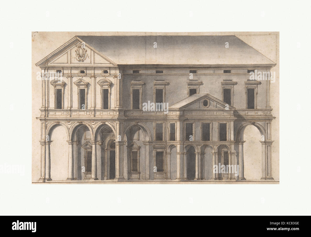 Project for a Public Building on a Square, Anonymous, Italian, 16th ...