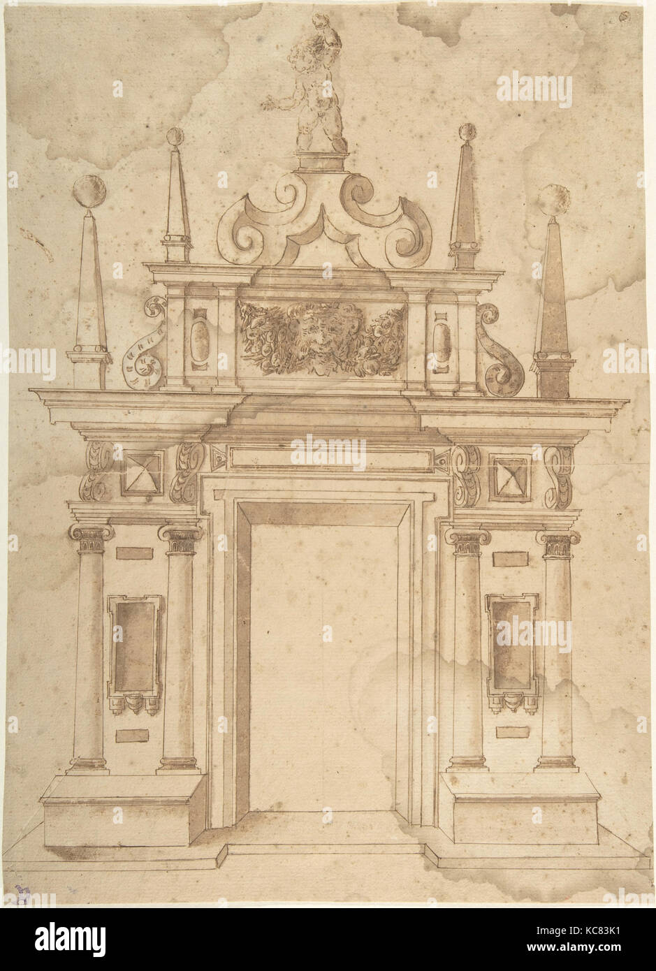 Design for a Triumphal Arch, Anonymous, Italian, 16th to 17th century ...