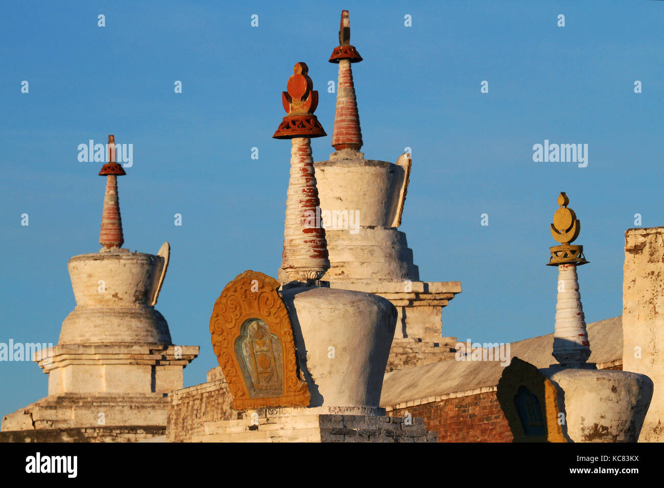 White stupas of Erdene Zuu in light of dawn Stock Photo - Alamy