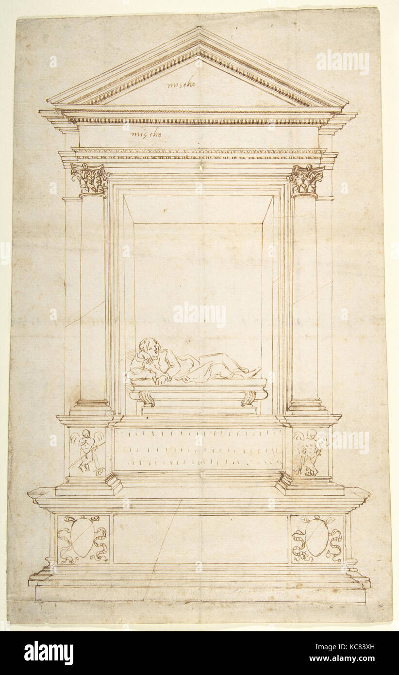 Design for a Wall Tomb., Anonymous, Central-Italian, 16th century, ca ...