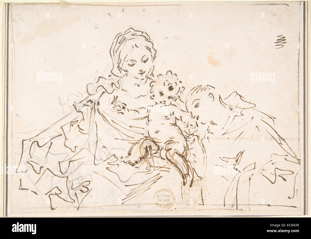 Madonna And Child With Worshipper Anonymous Italian 17th Century