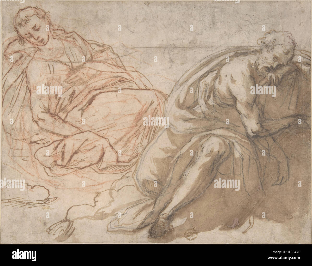 Two Sleeping Figures, Anonymous, Italian, Roman-Bolognese, 17th century ...