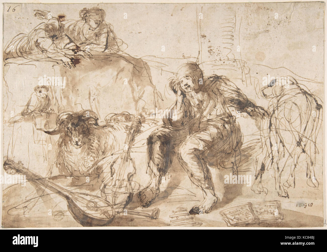 Study of Animals and Figures, Imitator of Giovanni Benedetto ...