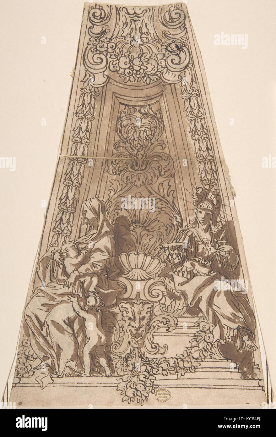 Design for a Dome Compartment with Figures of Charity and Fortitude ...