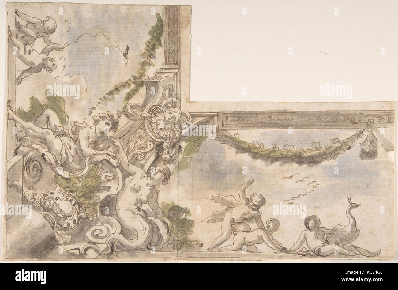 Design for a Corner of a Ceiling, Anonymous, Italian, Roman-Bolognese ...