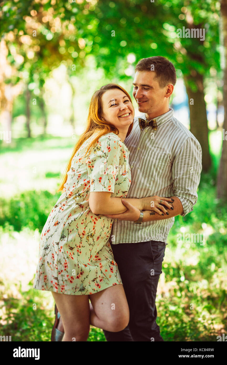 Beautiful couple on a natural background Stock Photo - Alamy