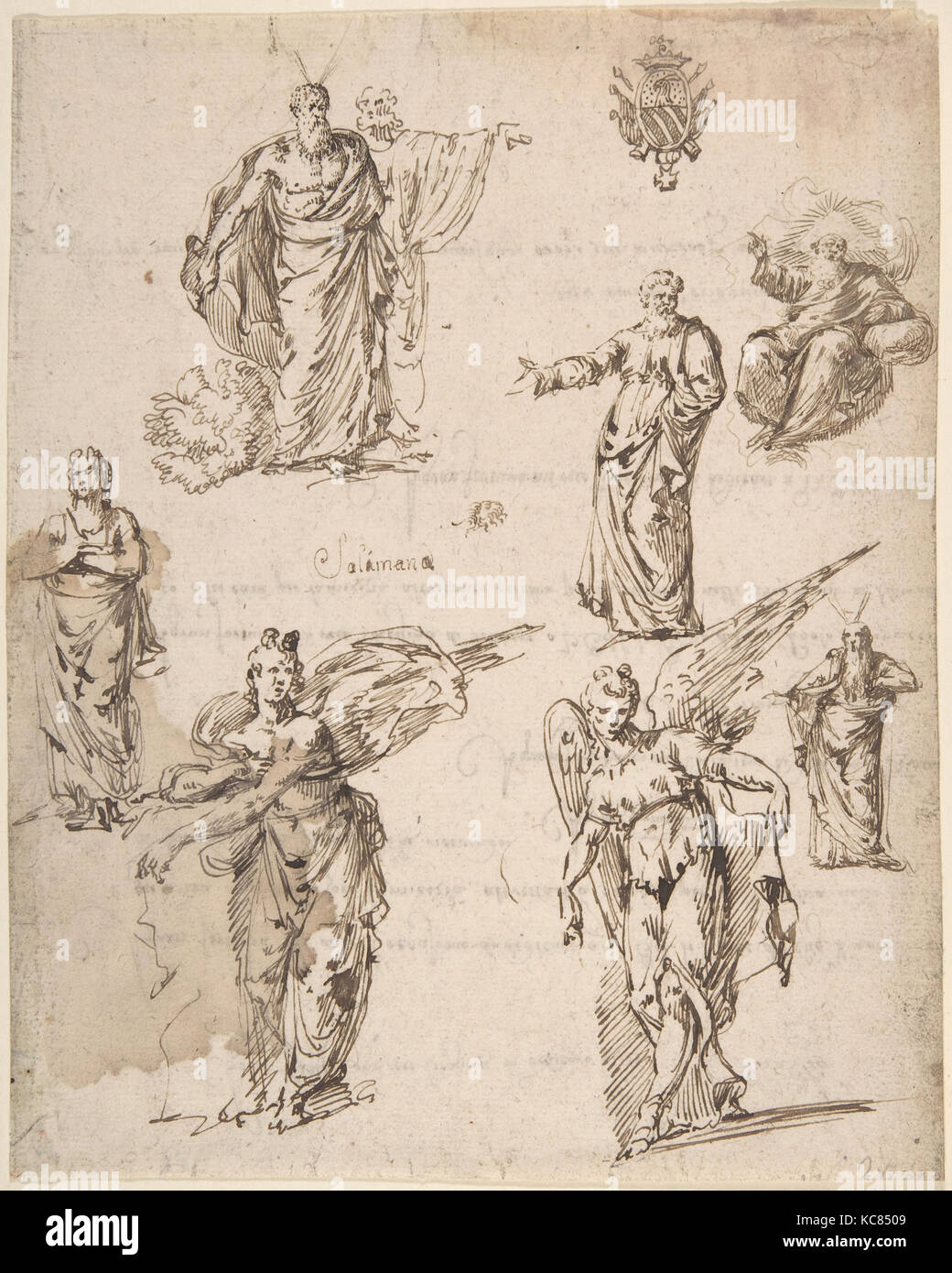 Sheet of Studies with Angels and Religious Figures (recto); Draft of a ...