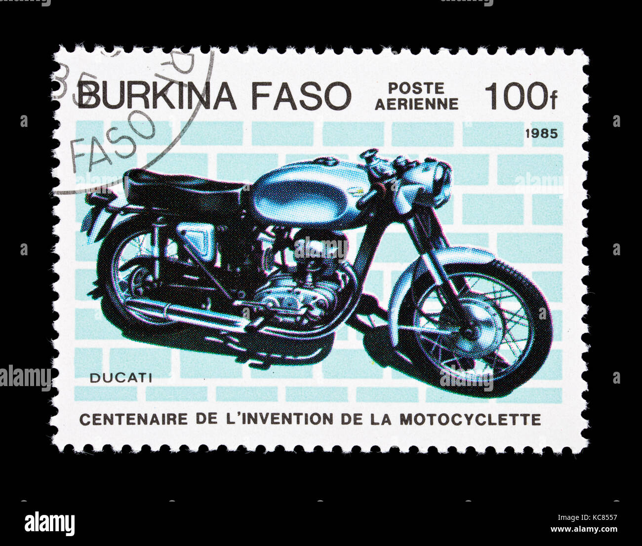 Postage stamp from Burkina Faso depicting a Ducati motorcycle ...