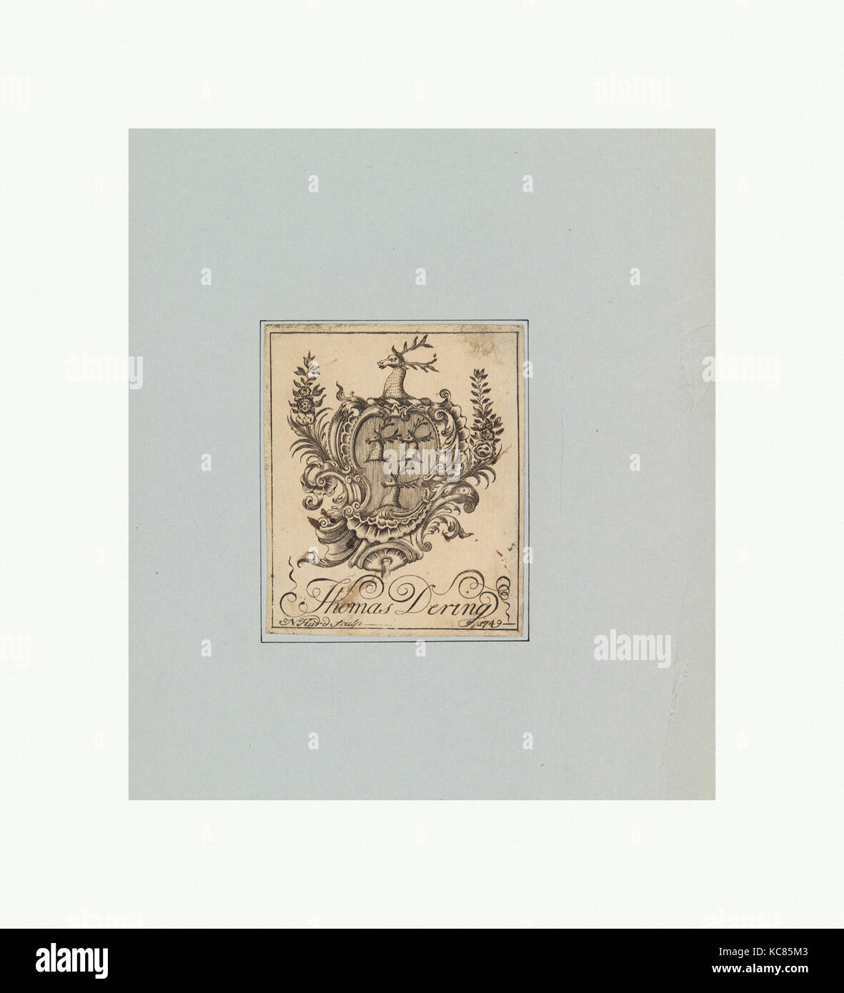 Bookplate of Thomas Dering, 1749, Engraving, Sheet: 2 15/16 × 2 3/8 in ...