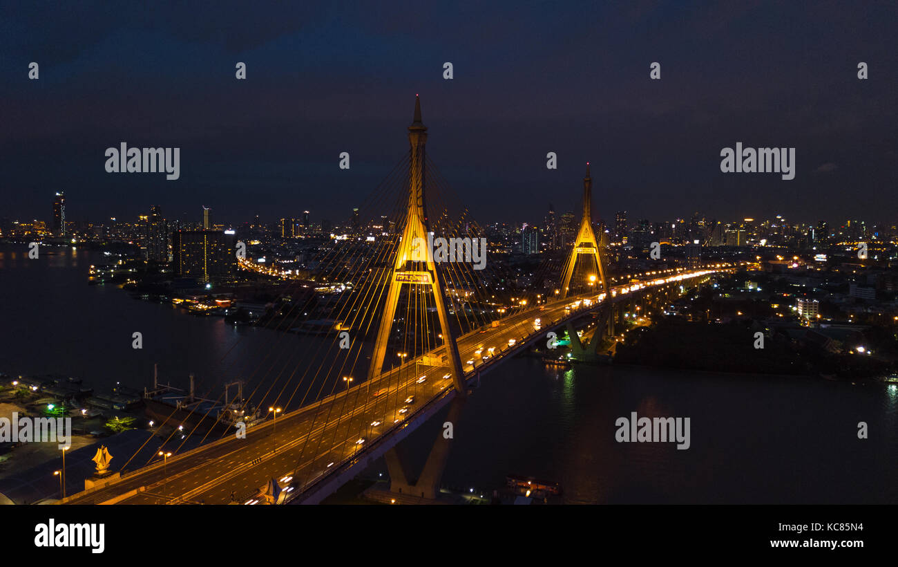 Rama 9 Bridge in Thailand. The landmark. The symbol is the symbol of ...