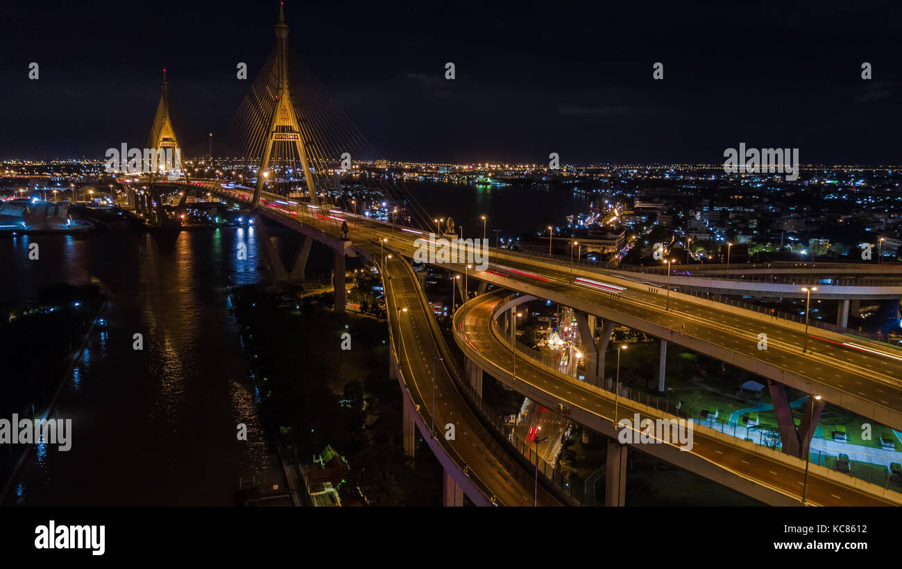 Rama 9 Bridge in Thailand. The landmark. The symbol is the symbol of ...
