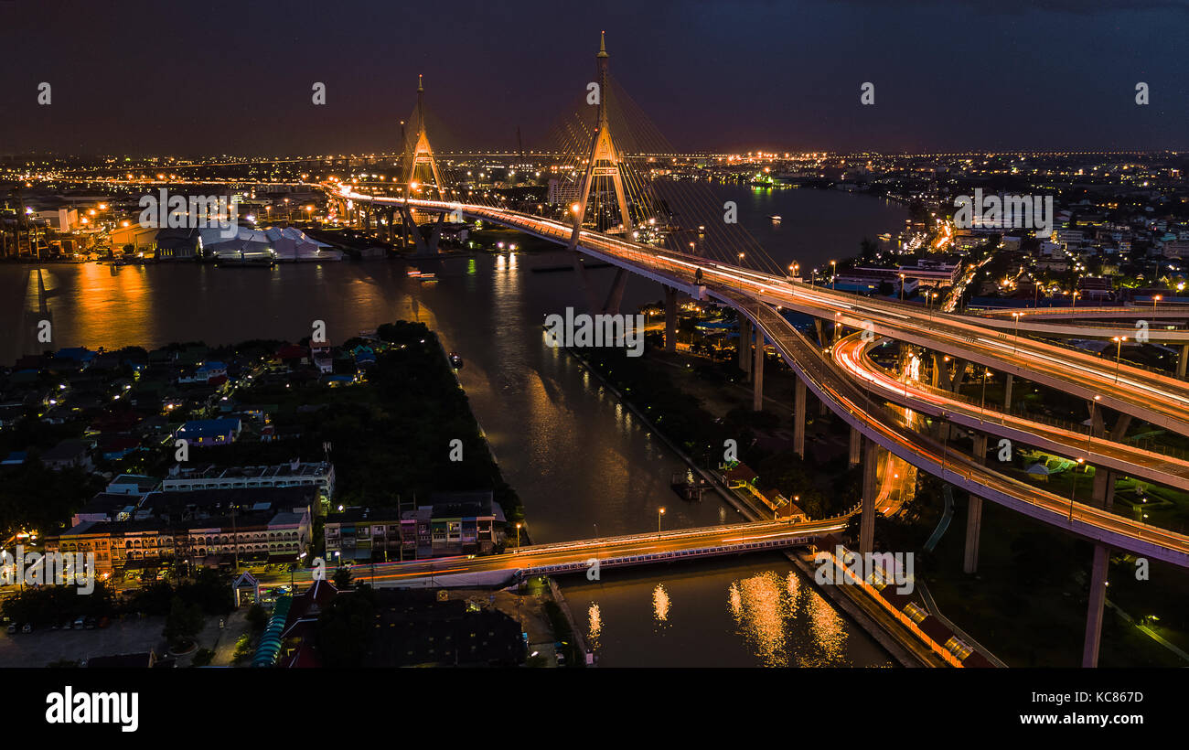 Rama 9 Bridge in Thailand. The landmark. The symbol is the symbol of ...